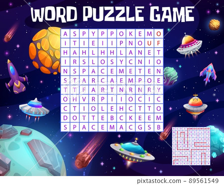 Ufo, spacecraft and starship in galaxy word... - Stock Illustration ...