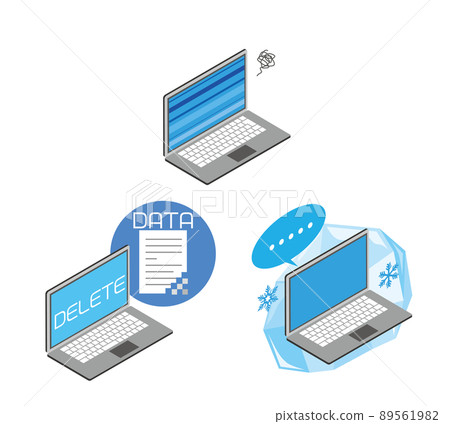 Illustration set of PC malfunction - Stock Illustration [89561982] - PIXTA