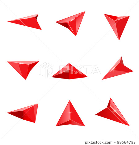 Red glossy navigation arrow realistic vector set. - Stock Illustration ...