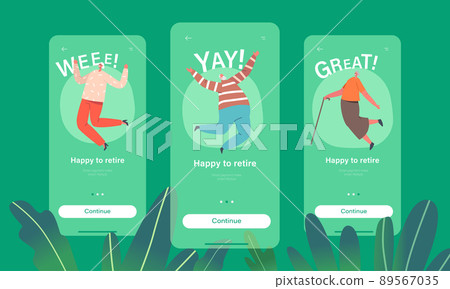 Happy Retire Mobile App Page Onboard Screen... - Stock Illustration ...