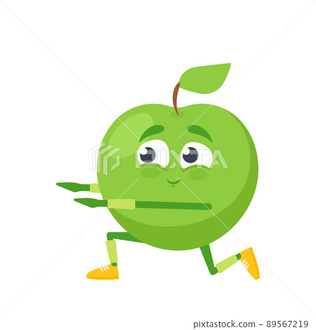 Cartoon Apple Character Yoga, Fitness or... - Stock Illustration ...