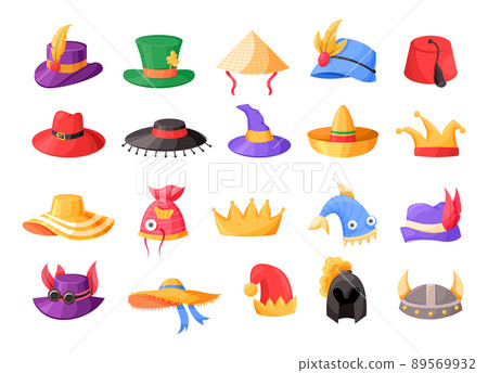 Funny cartoon hats. Vintage and fantasy... - Stock Illustration ...