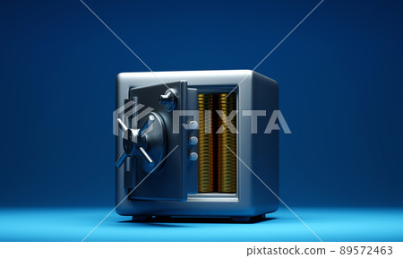 Open metallic, iron, steel safe with stacks of... - Stock Illustration ...