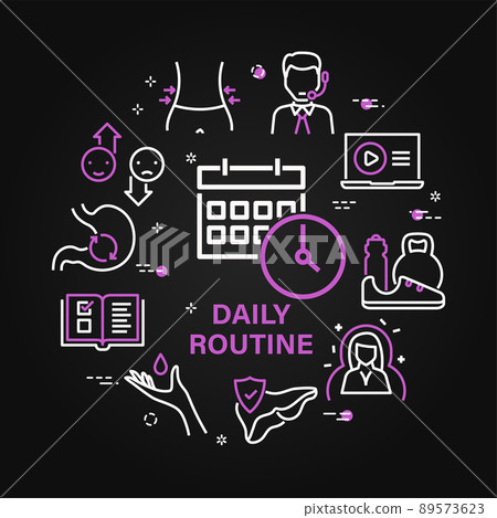 Vector design with daily routine icons and... - Stock Illustration ...