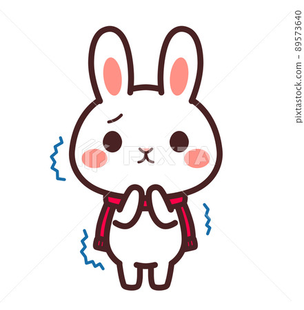 Cute character illustration of a cold rabbit - Stock Illustration ...