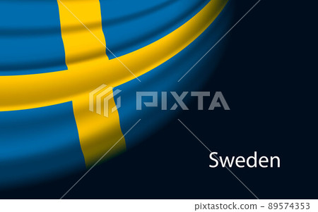 Wave flag of Sweden on dark background. Banner...-插圖素材 [89574353] - PIXTA圖庫