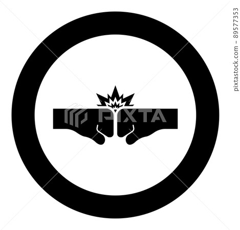 Collision of two fist icon in circle round... - Stock Illustration ...