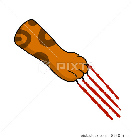 Cat foot. Scratch with blood trail. Aggression... - Stock Illustration ...
