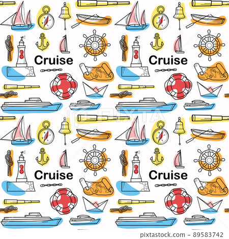 vector seamless pattern on the theme of sea cruise - Stock Illustration ...