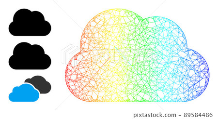 Spectral Gradient Net Mesh Cloud Icon - Stock Illustration [89584486 ...