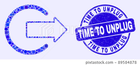 Blue Distress Time to Unplug Stamp and Logout... - Stock Illustration ...