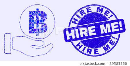 Blue Grunge Hire Me exclamation Stamp Seal and... - Stock Illustration ...