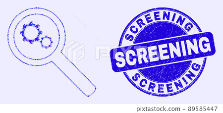 Blue Grunge Screening Stamp and Explore Gears... - Stock Illustration ...