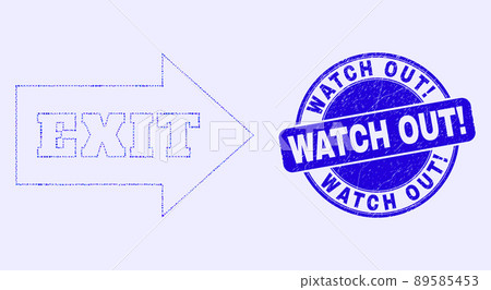 Blue Distress Watch Out exclamation Stamp Seal... - Stock Illustration ...