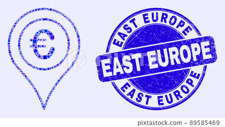 Blue Grunge East Europe Seal and Euro Map...-插圖素材 [89585469] - PIXTA圖庫
