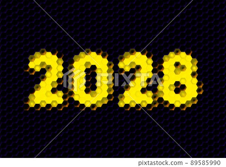 Sign of the 2028 year with hex pixel grid. New... - Stock Illustration ...