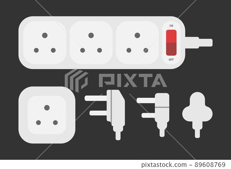 power outlet plug indian type d power strip... - Stock Illustration ...