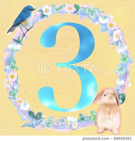 Illustration of number 3 and four-leaf clover... - Stock Illustration ...