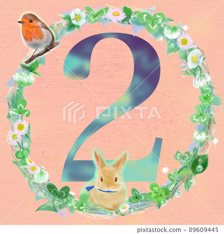 Illustration of number 2 and four-leaf clover... - Stock Illustration ...