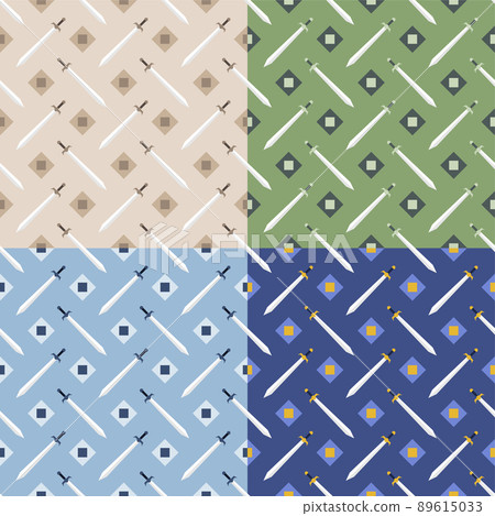set of seamless patterns with geometric knight... - Stock Illustration ...