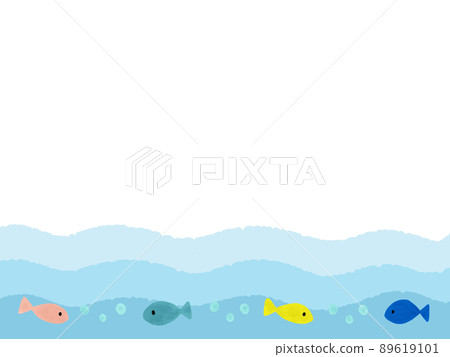 Illustration background material: Fish and wave... - Stock Illustration ...