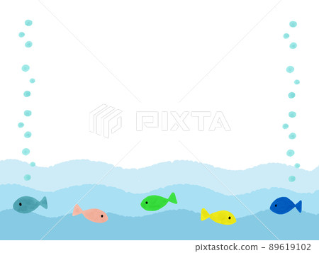 Illustration background material: Fish and wave... - Stock Illustration ...