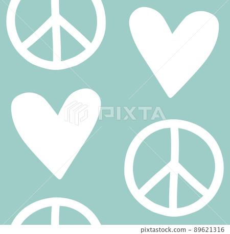 Vector seamless pattern of peace signs and hearts - Stock Illustration ...