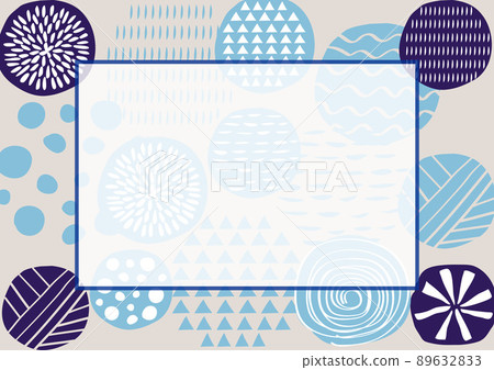 Scandinavian style round pattern blue frame 1275 - Stock Illustration ...