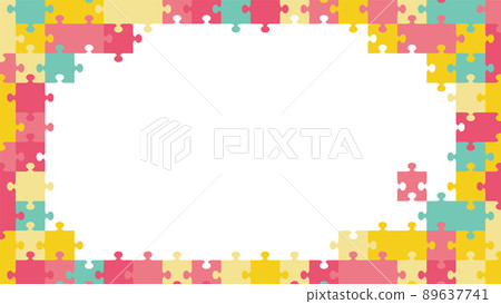 Cute colorful jigsaw puzzle frame background image - Stock Illustration ...