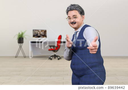 A cheerful fat uncle with gray hair and glasses... - Stock Illustration ...