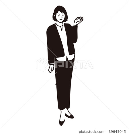 Business female guide, whole body line drawing,... - Stock Illustration ...