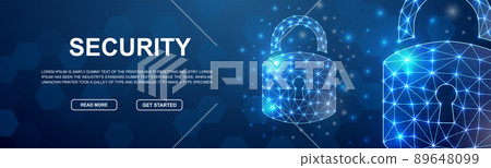 Lock polygonal horizontal banner. Antivirus low... - Stock Illustration ...