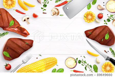 Roasted Meat Frame Composition - Stock Illustration [89649660] - PIXTA
