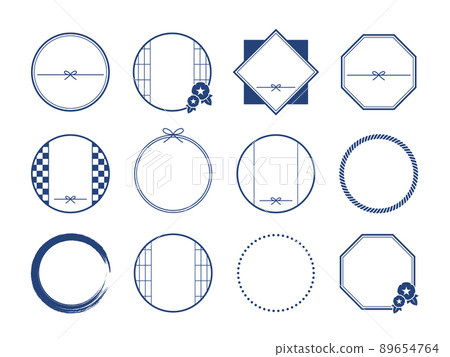 Japanese style frame set, circular label,... - Stock Illustration ...