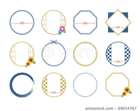 Japanese style frame set, circular label,... - Stock Illustration ...