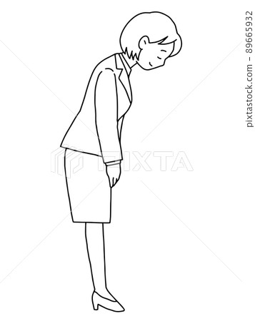 Person / woman bowing / line art - Stock Illustration [89665932] - PIXTA
