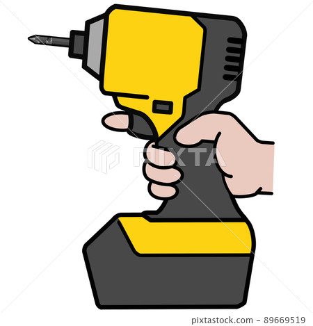 Illustration with an impact driver by hand - Stock Illustration ...