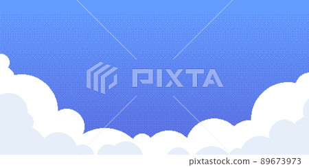 Pixel sky with clouds. Retro video game... - Stock Illustration ...