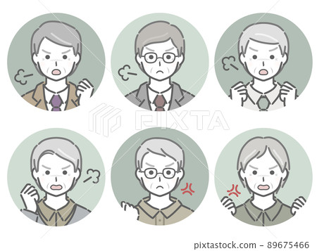 Angry elderly man circle icon set - Stock Illustration [89675466] - PIXTA