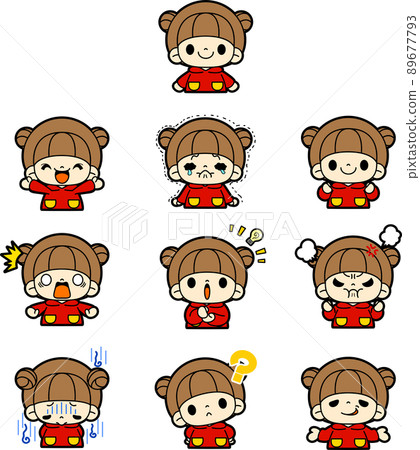 Girl's reaction set - Stock Illustration [89677793] - PIXTA