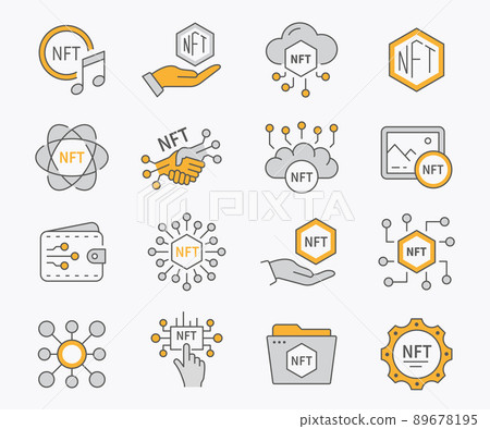 NFT icon set. Collection of blockchain, crypto,... - Stock Illustration ...