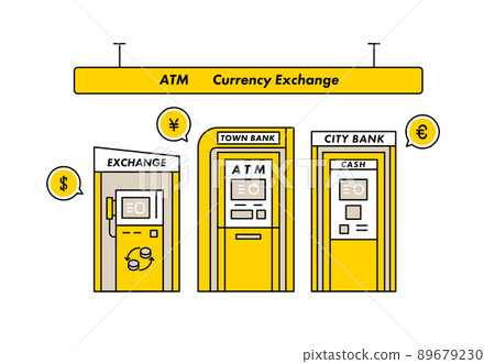 Illustration of ATM corner ATMs at stations... - Stock Illustration ...