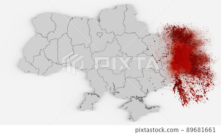 Blood stain on Ukraine map - 3D rendering - Stock Illustration ...