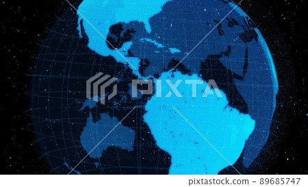 3D Digital orbital earth in cyberspace showing... - Stock Illustration ...