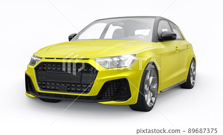 Compact urban premium car in a yellow hatchback... - Stock Illustration ...