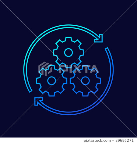 operations, process line icon with gears - Stock Illustration [89695271 ...