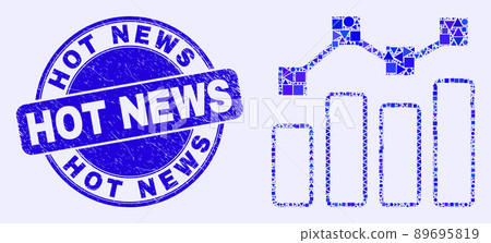 Blue Scratched Hot News Stamp Seal and Trend... - Stock Illustration ...