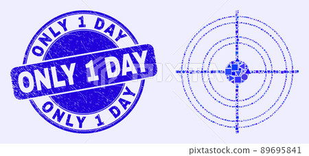Blue Scratched Only 1 Day Stamp Seal and Target... - Stock Illustration ...
