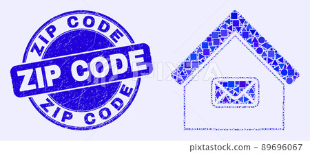 Blue Distress Zip Code Stamp and Post Office... - Stock Illustration ...