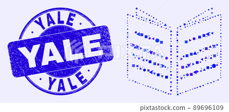 Blue Scratched Yale Stamp and Open Book Mosaic - Stock Illustration ...